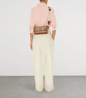 Burberry Check Top Handle Bag - Brown