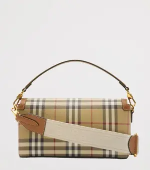 Burberry Check Top Handle Bag - Brown