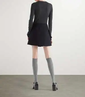 Prada Wool-blend Superfine Logo Crew Neck Sweater - Grey