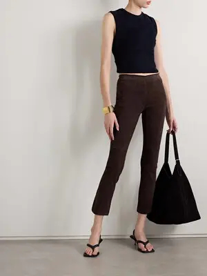 Stouls Jp Twenty Cropped Suede Flared Leggings - Brown