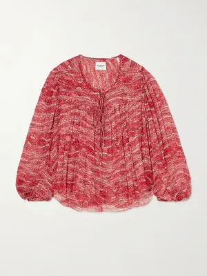MARANT ETOILE Advika Tie-detailed Printed Crepon Blouse