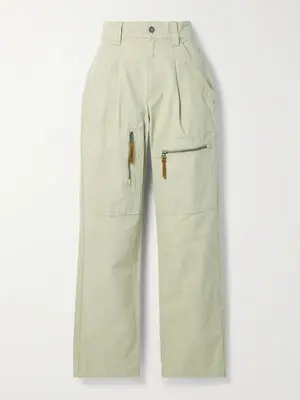 MARANT ETOILE Kanna Pleated Cotton-canvas Cargo Pants - Neutrals