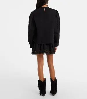 MARANT ETOILE Valmira Embroidered Linen And Cotton Blouse - Black