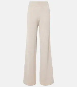 Max Mara Wilma Knitted Wool Wide-leg Trousers - Beige
