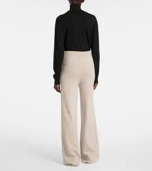 Max Mara Wilma Knitted Wool Wide-leg Trousers - Beige