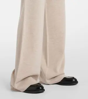Max Mara Wilma Knitted Wool Wide-leg Trousers - Beige