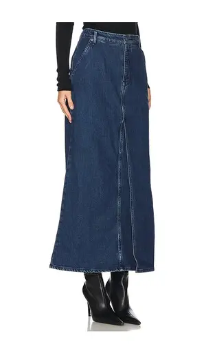 Good American Fit And Flare Denim Maxi Skirt