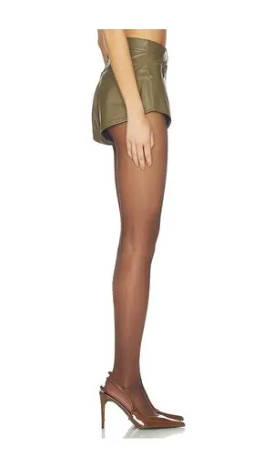 Lapointe Stretch Faux Leather Mini Short - Olive
