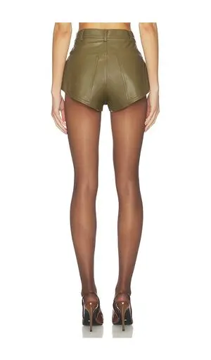 Lapointe Stretch Faux Leather Mini Short - Olive