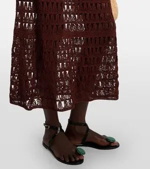 Anna Kosturova Marissa Cotton Crochet Midi Dress - Brown