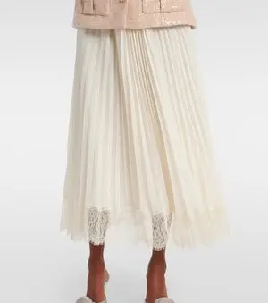 SELF-PORTRAIT Sequined Bouclé And Chiffon Midi Dress