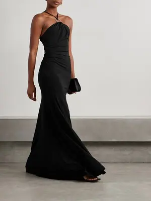 Tove Mika Embellished Stretch-knit Halterneck Maxi Dress