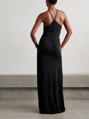 Tove Mika Embellished Stretch-knit Halterneck Maxi Dress