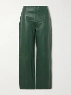 ST. AGNI Paneled Leather Straight-leg Trousers