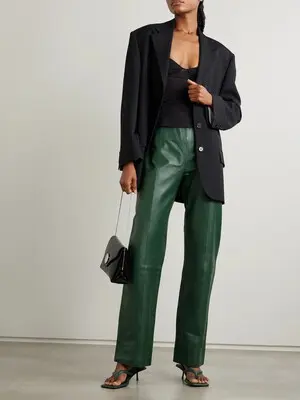 ST. AGNI Paneled Leather Straight-leg Trousers