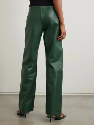 ST. AGNI Paneled Leather Straight-leg Trousers