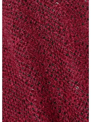 Alessandra Rich Cropped Sequinned Tweed Jacket - Red