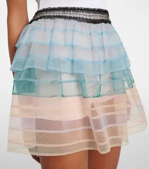 SUSAN FANG Striped Tulle Miniskirt