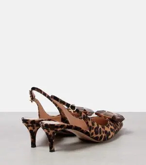 GIANVITO ROSSI Jaipur 55 Leopard-print Velvet Slingback Pumps