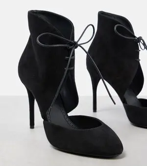 Alaïa Suede Lace-up Pumps