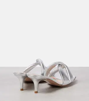 GIANVITO ROSSI Metallic Leather Mules
