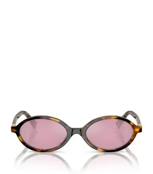 Miu Miu Acetate Oval Sunglasses - Brown