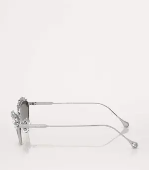 SWAROVSKI Embellished Cat Eye Sunglasses - Silver
