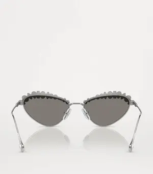 SWAROVSKI Embellished Cat Eye Sunglasses - Silver
