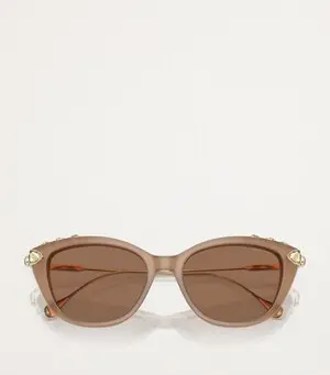 SWAROVSKI Embellished Cat Eye Sunglasses - Brown