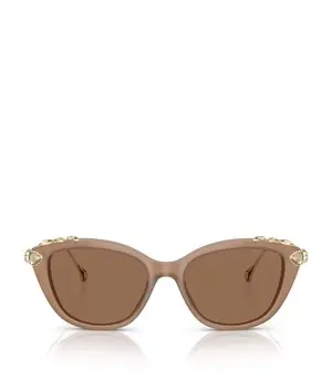 SWAROVSKI Embellished Cat Eye Sunglasses - Brown