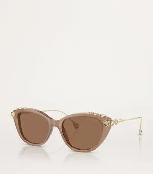 SWAROVSKI Embellished Cat Eye Sunglasses - Brown