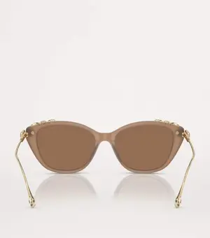 SWAROVSKI Embellished Cat Eye Sunglasses - Brown