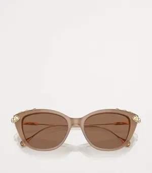 SWAROVSKI Embellished Cat Eye Sunglasses - Brown