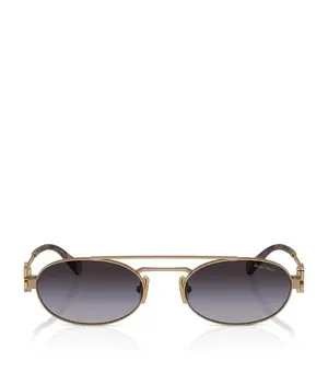 Miu Miu Injected Oval Sunglasses - Gold