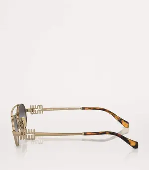 Miu Miu Injected Oval Sunglasses - Gold