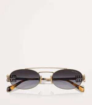 Miu Miu Injected Oval Sunglasses - Gold