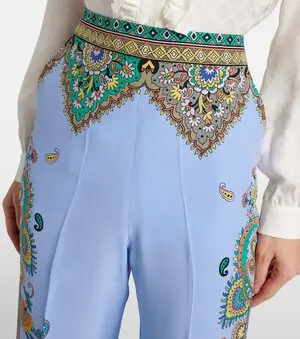 Etro Floral Silk Crepe De Chine Wide-leg Pants