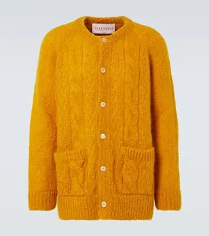 Valentino Garavani Cable-knit Mohair-blend Cardigan