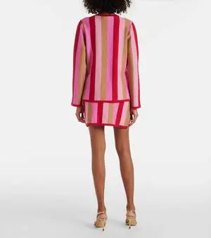 Rixo Mirja Striped Wool-blend Cardigan - Pink