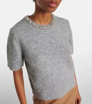 Velvet By Graham & Spencer Embellished Alpaca And Wool-blend Top