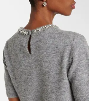 Velvet By Graham & Spencer Embellished Alpaca And Wool-blend Top