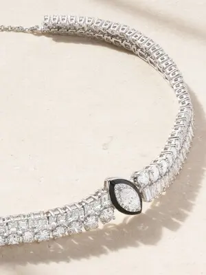 KAMYEN 18-karat White Gold, Diamond And Enamel Necklace - Silver