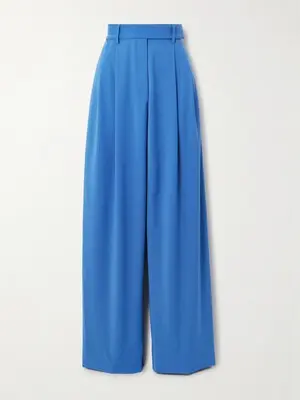 ESSE STUDIOS Pleated Wide-leg Wool Trousers - Blue