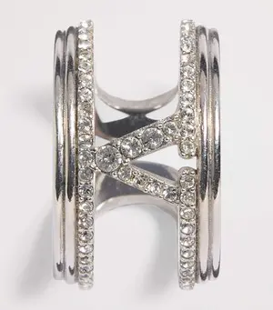 Valentino Garavani Crystal Vlogo Pearl Ring