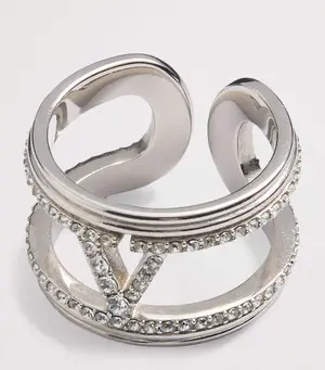 Valentino Garavani Crystal Vlogo Pearl Ring