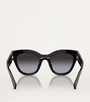 Miu Miu Oversized Acetate Sunglasses With Logo Detail - Black