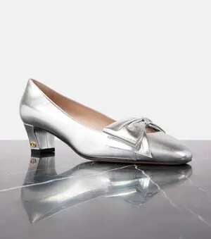 Valentino Garavani Metallic Leather Pumps With Bow Detailing