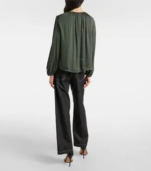 Velvet By Graham & Spencer Riona Satin Blouse - Grey
