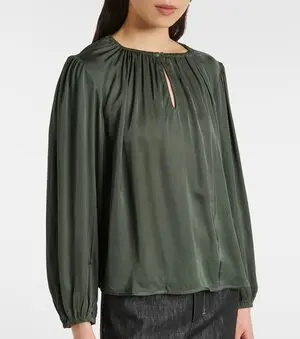 Velvet By Graham & Spencer Riona Satin Blouse - Grey