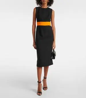 Carolina Herrera Wool Cocktail Dress With Contrasting Sash